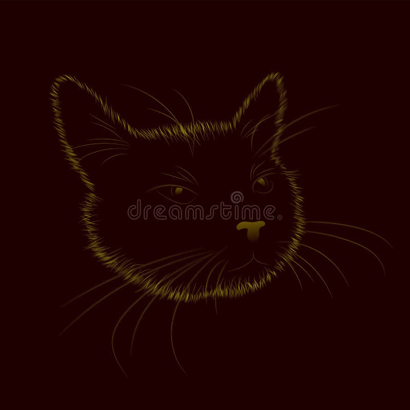 Cat Head Profile. Contour of the Animal Stock Vector - Illustration of ...
