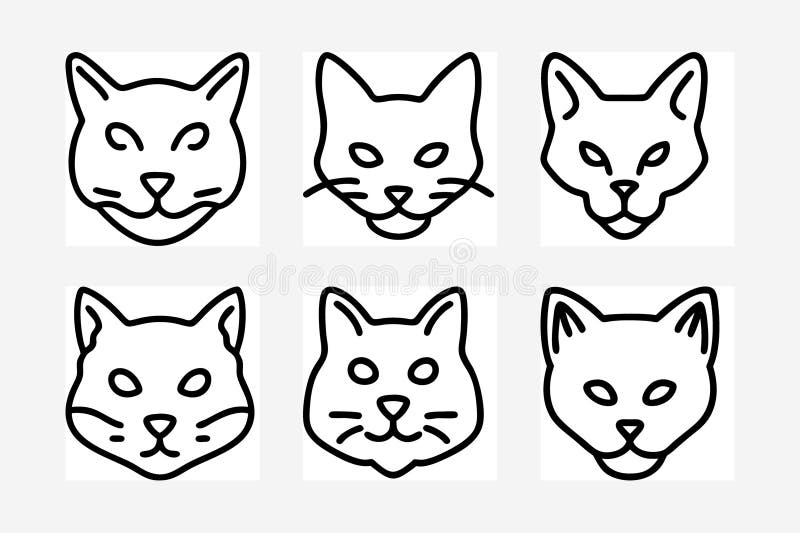 Cat Head Shape Black and White Silhouette Vector Art Illustration ...