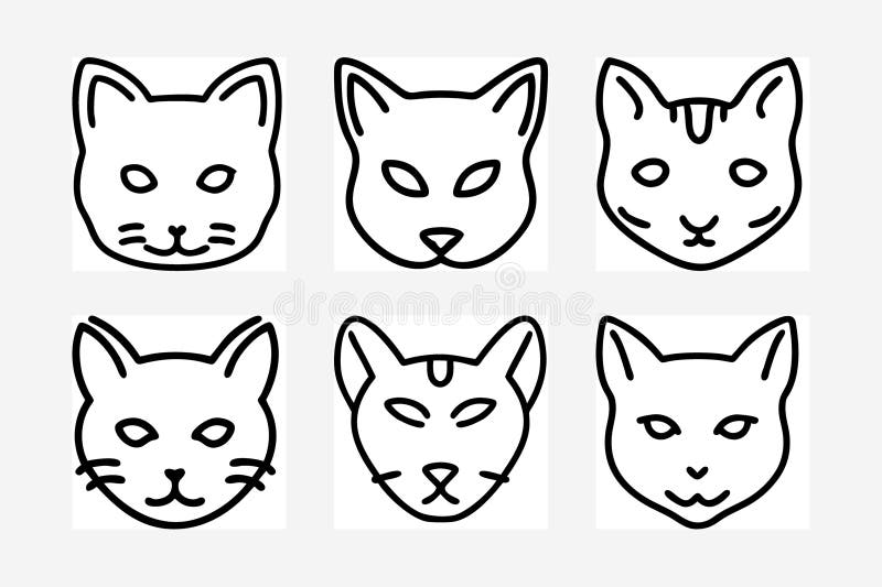 Cat Head Shape Black and White Silhouette Vector Art Illustration ...