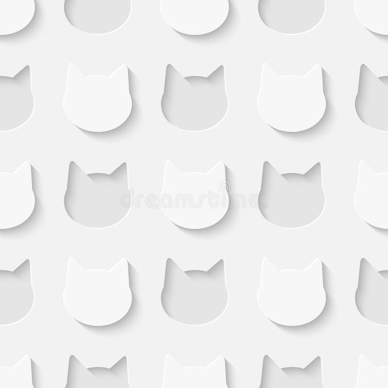 Cat Head Silhouette Seamless Pattern Stock Vector - Illustration of ...