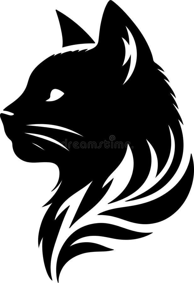 Cat Head Silhouette Vector Art Illustration Stock Vector - Illustration ...