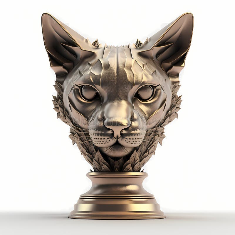 Cat Head Trophy for Winner. Generative AI Stock Image - Image of ...