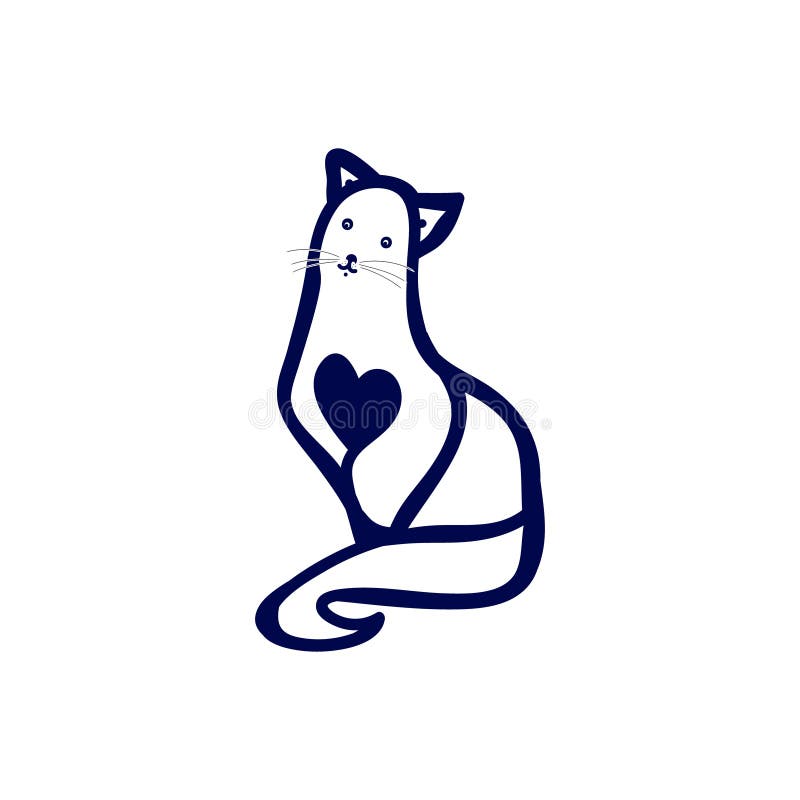Cat with heart logo stock vector. Illustration of logo - 88773137