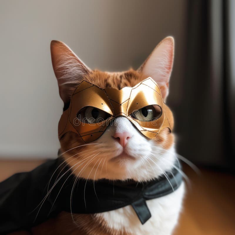 A Cat in a Hero S Mask. the Hero is Ready To Save Stock Illustration ...