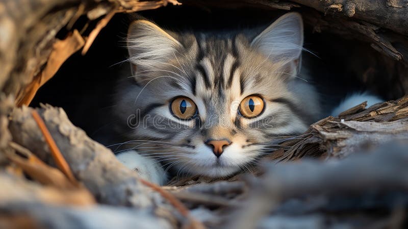 A Cat Hiding in a Blanket. Generative AI. Stock Illustration ...