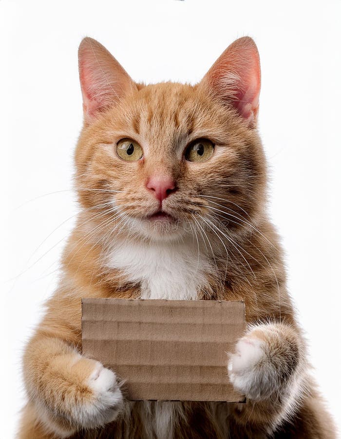 A Cat is Holding a Cardboard Sign in Its Mouth Stock Illustration ...