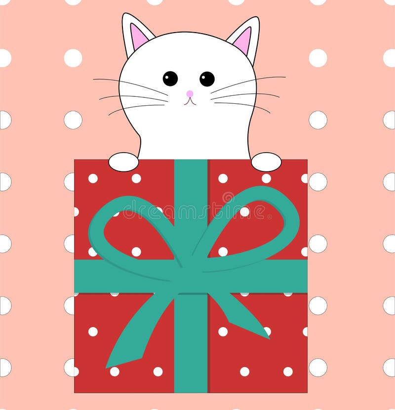The Cat is Holding a Gift. Holidays Gifts Fun. White Cat Gift Stock ...