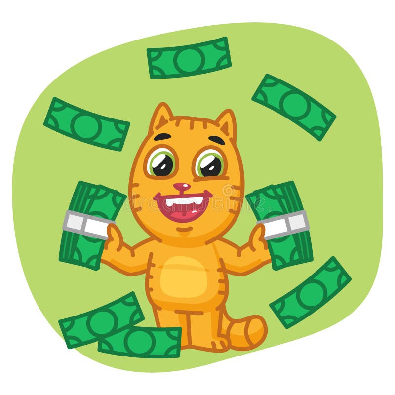 Cat Holding Money and Happy Stock Vector - Illustration of businessman ...