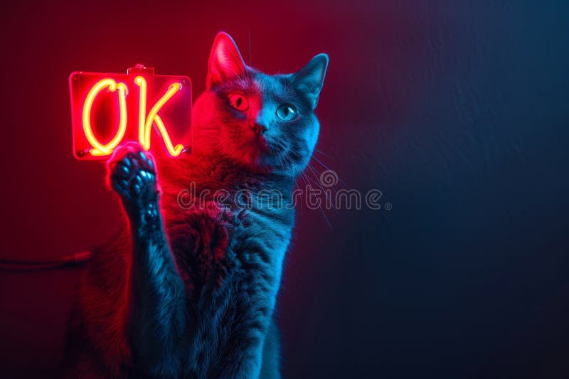 Cat Holds Sign with Inscription Ok ,agreement Concept Stock Photo ...