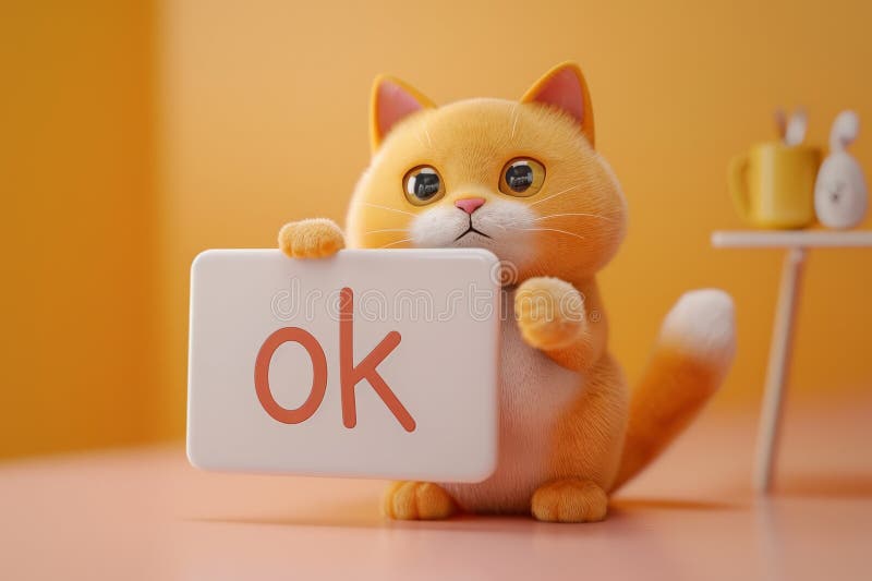 Cat Holds Sign with Inscription Ok ,agreement Concept Stock Photo ...