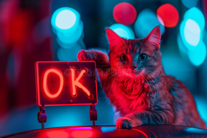 Cat Holds Sign with Inscription Ok ,agreement Concept Stock Photo ...