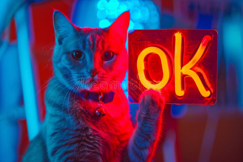 Cat Holds Sign with Inscription Ok ,agreement Concept Stock Image ...
