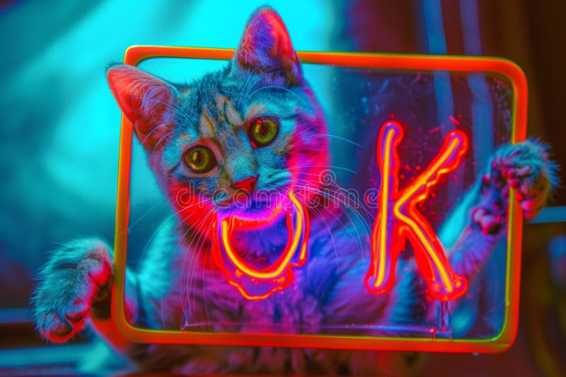 Cat Holds Sign with Inscription Ok ,agreement Concept Stock Photo ...