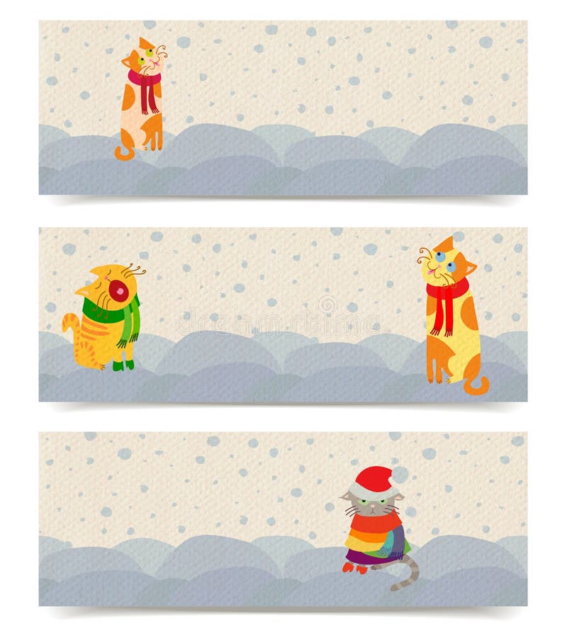 Cat horizontal banners stock vector. Illustration of cartoon - 61402080