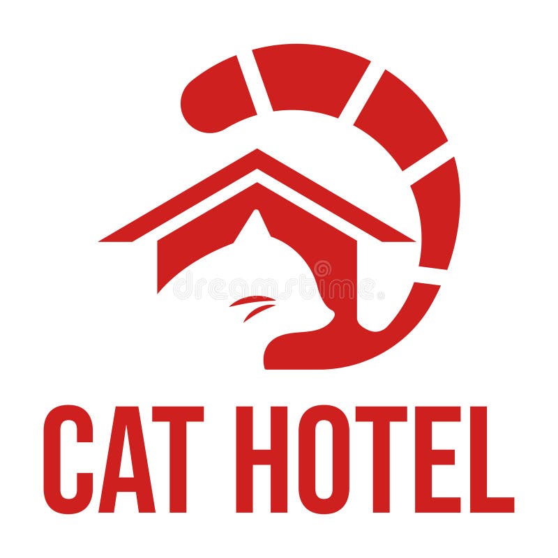 Cat Hotel Flat Minimalist Logo Design Stock Illustration - Illustration ...
