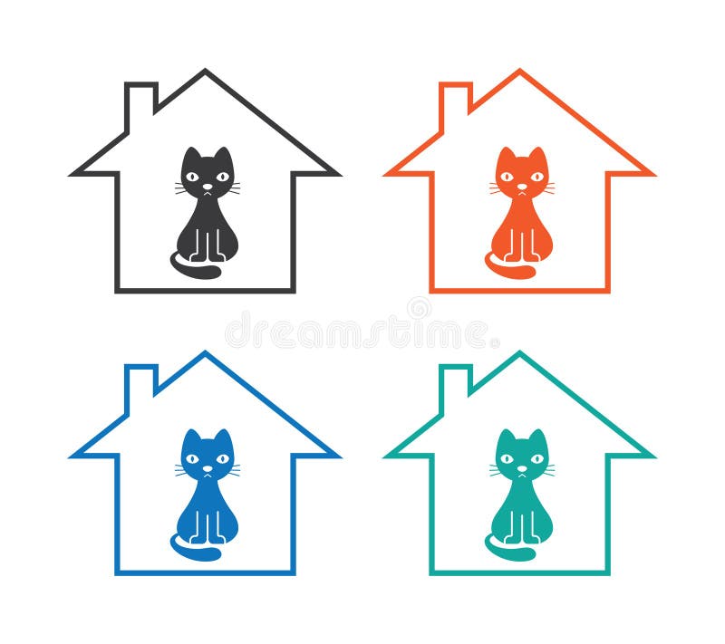 Cat in house icon stock vector. Illustration of logo - 330520294