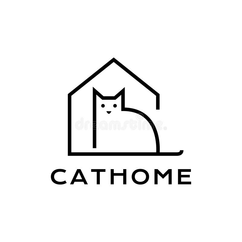 Cat House Line Minimalist Logo Design Vector Stock Vector ...