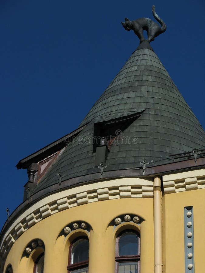 The Cat House, Riga stock image. Image of baltics, roof - 5623807
