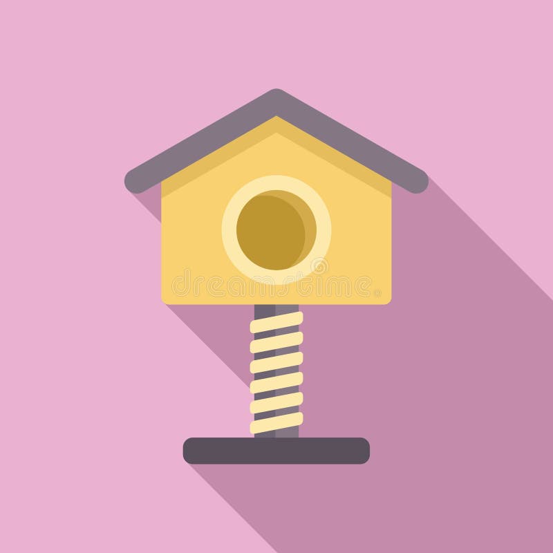 Cat House Scratching Post Icon, Flat Style Stock Illustration - Illustration of home, play ...