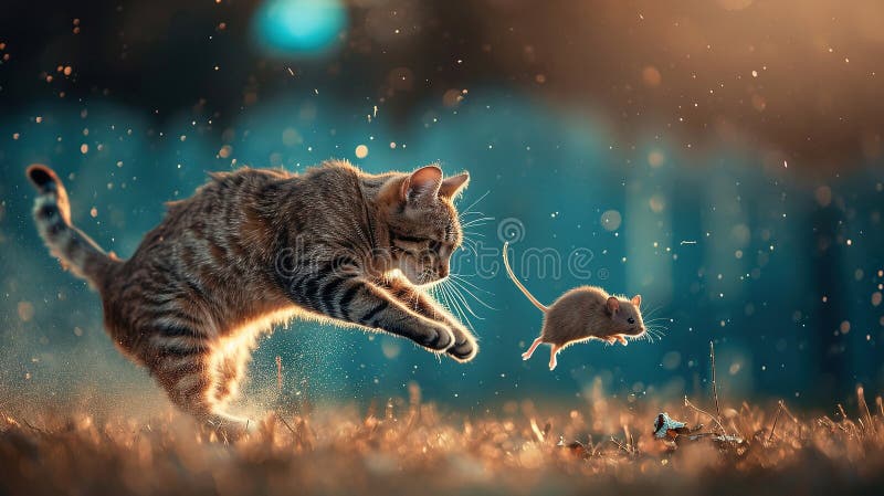 A Cat Hunting a Mouse. Generative AI Stock Image - Image of animal ...