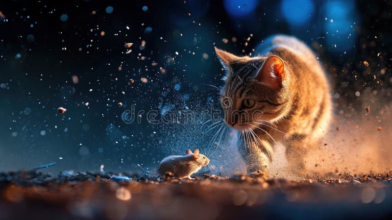 A Cat Hunting a Mouse. Generative AI Stock Photo - Image of face ...