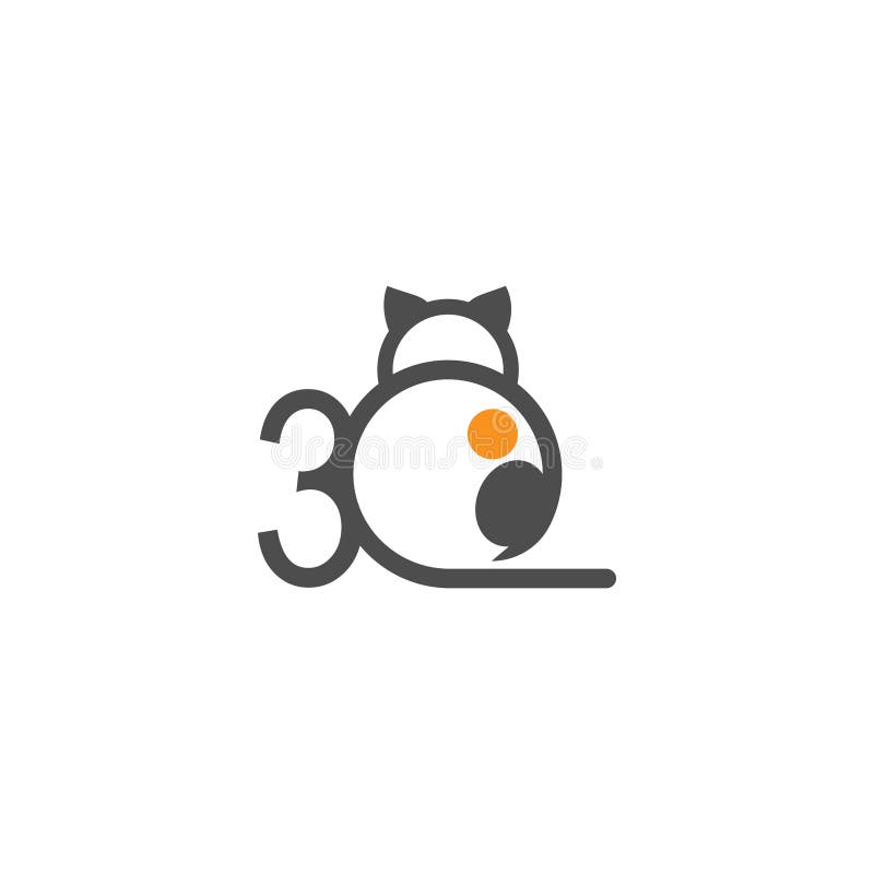 Cat Icon Logo with Number 3 Template Design Vector Stock Vector ...