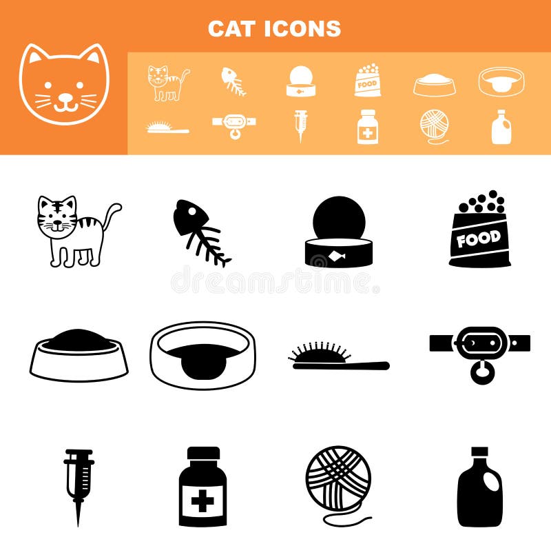 Cat icon set stock vector. Illustration of black, group - 46618787