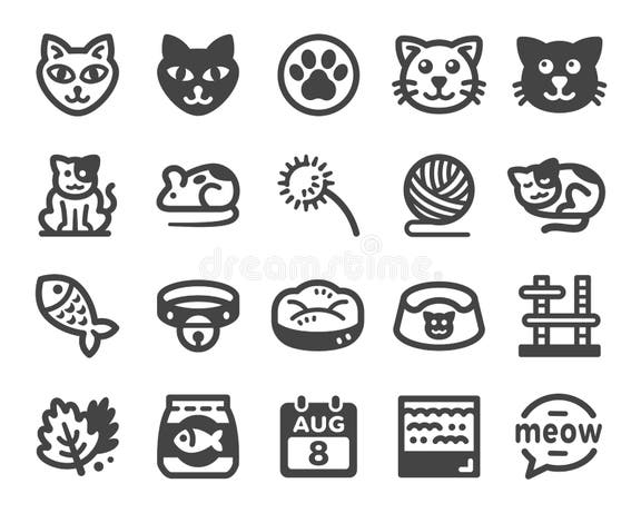 Cat icon set stock vector. Illustration of litter, domestic - 187091082