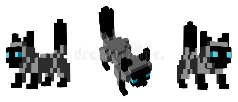 Cat Icons 3D Pixel Art for Design Project Stock Vector - Illustration ...