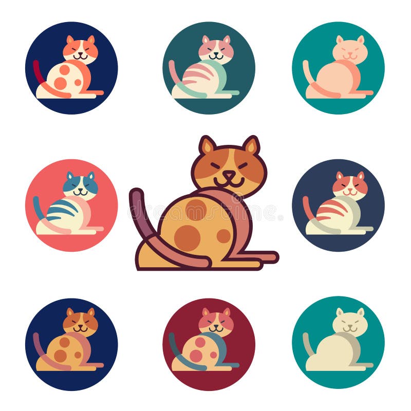 Cat Icons Set Vector Illustration Stock Illustration - Illustration of ...