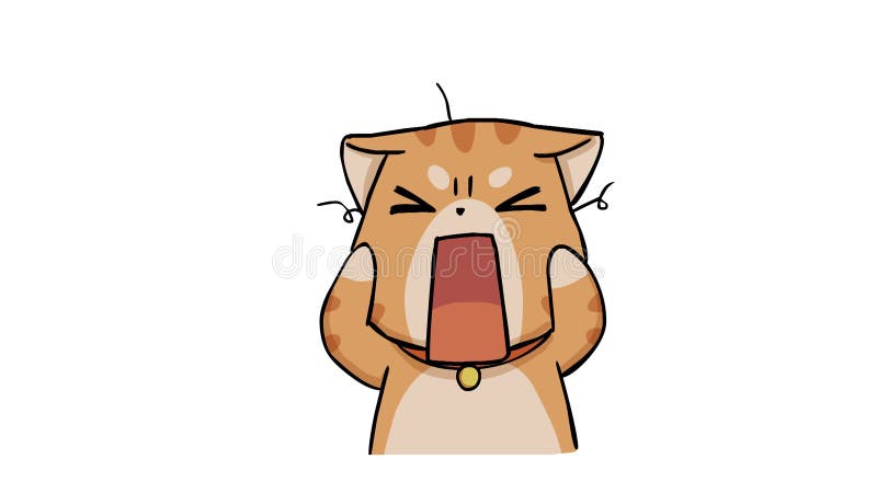 Cat Ignoring Sounds - White Background Animation Stock Video - Video of ...