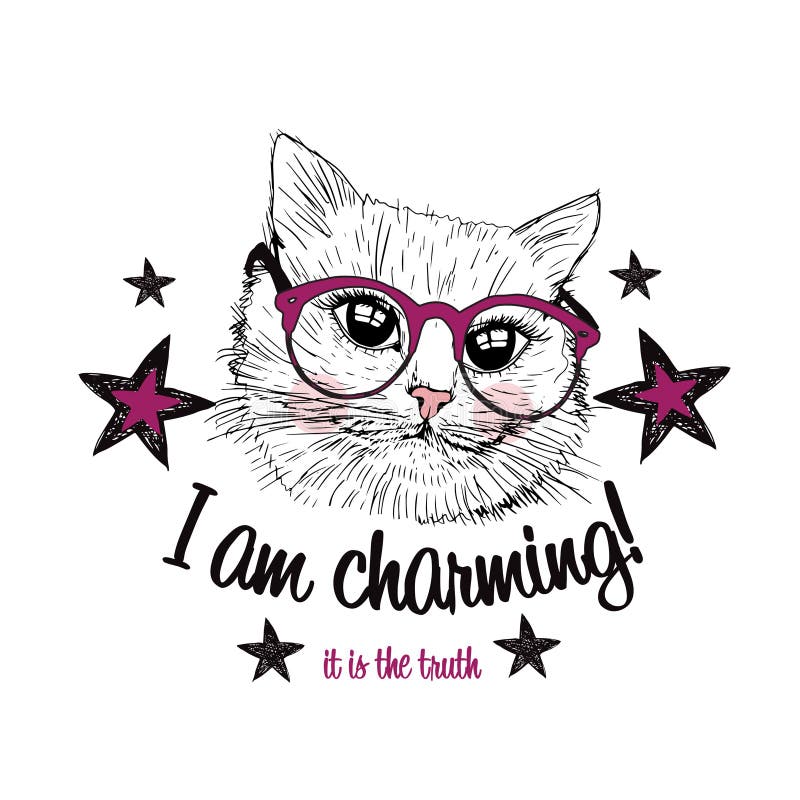 Cat ink inscription stock illustration. Illustration of kitten - 80527568