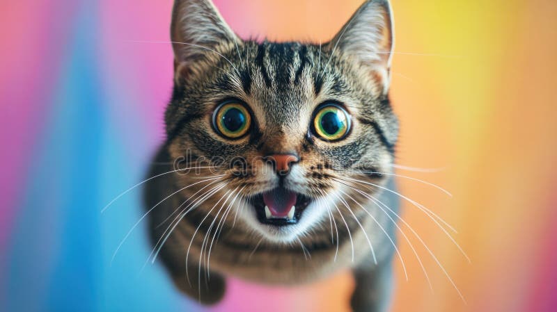 Cat with Its Mouth Open and Eyes Wide Open Stock Photo - Image of open ...