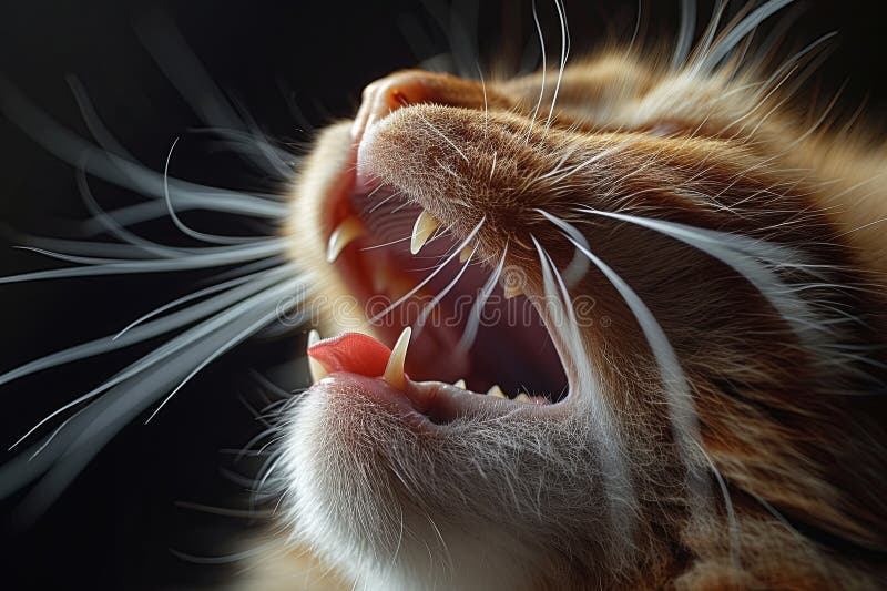 Cat with Its Mouth Open and Teeth Showing. Stomatitis Stock ...
