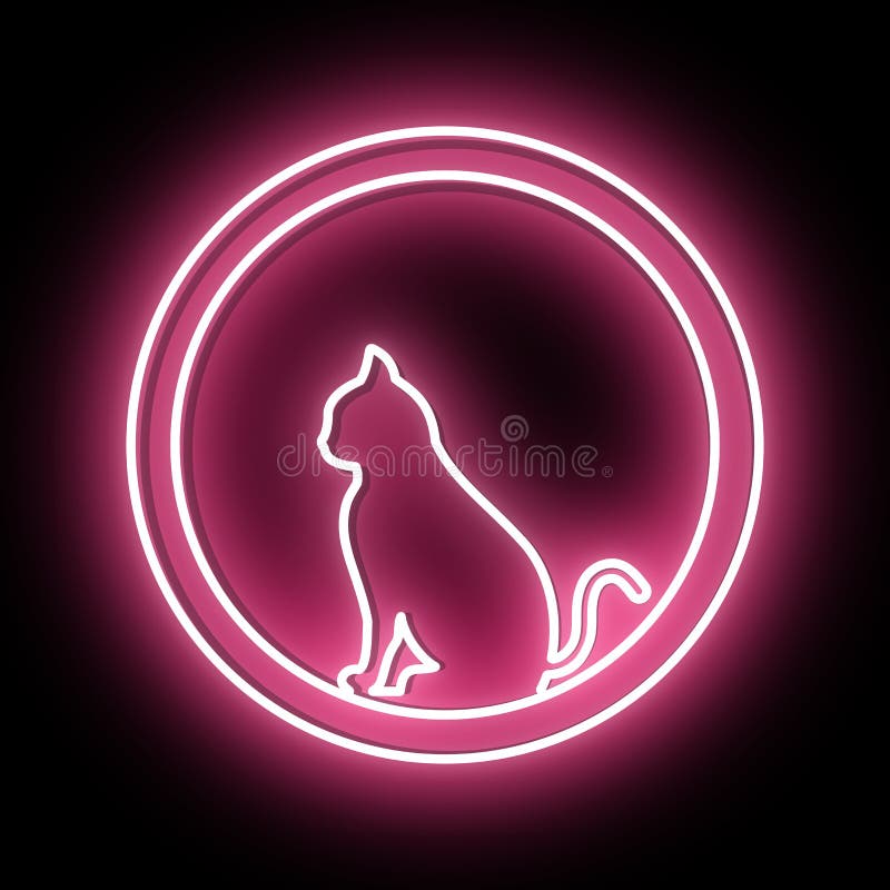 Cat with Its Pink Light, in a Neon and Night Decoration Stock ...