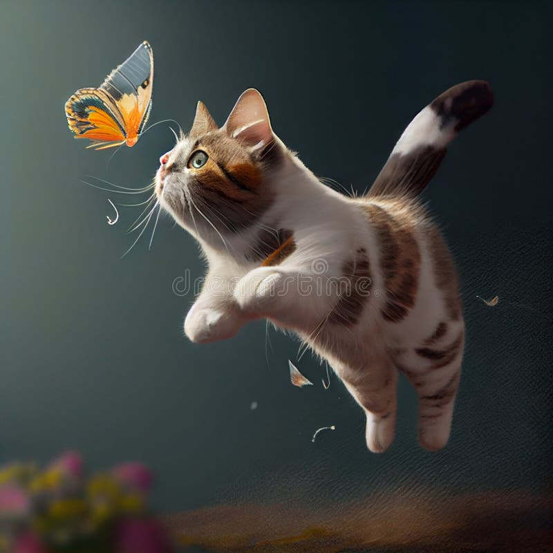Cat Catch Butterfly Stock Illustrations – 177 Cat Catch Butterfly Stock ...