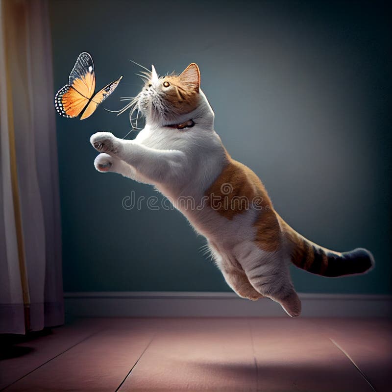Cat Catch Butterfly Stock Illustrations – 177 Cat Catch Butterfly Stock ...