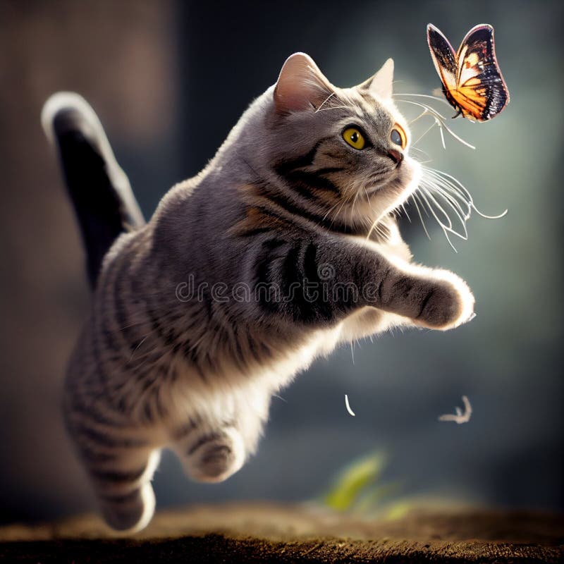 Cat Catching Butterfly