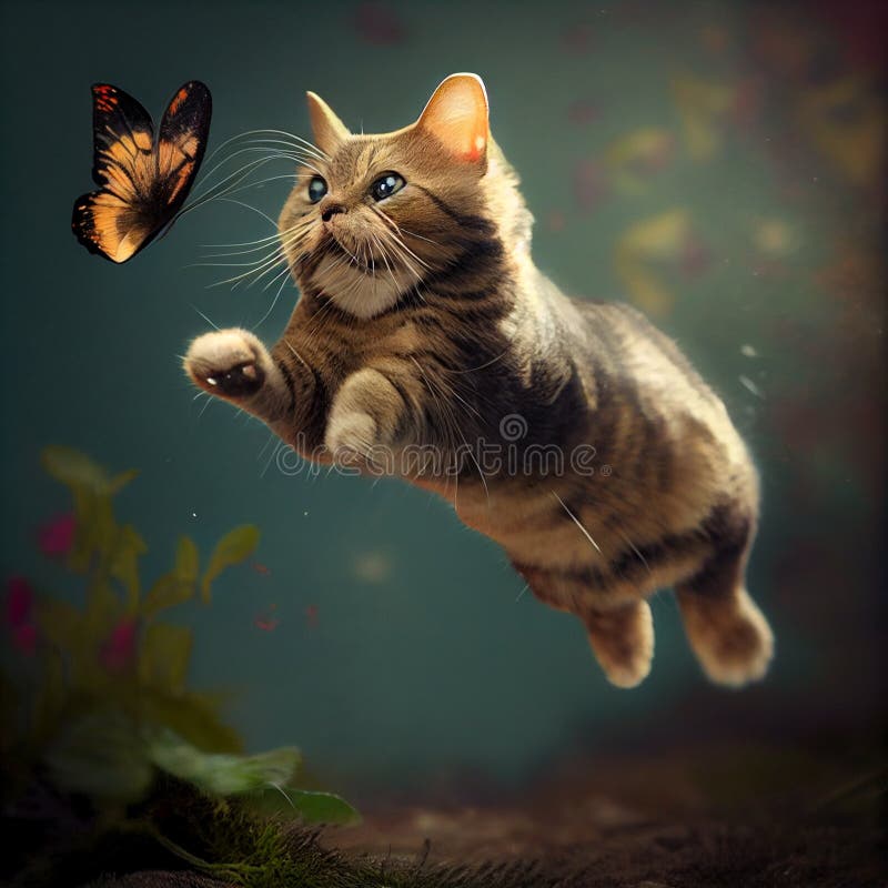 Cat Catch Butterfly Stock Illustrations – 175 Cat Catch Butterfly Stock ...
