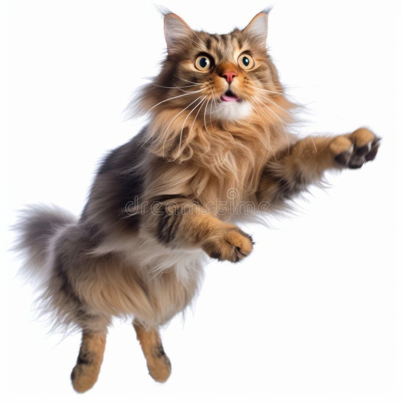 A Cat is Jumping Up in the Air Stock Illustration - Illustration of ...