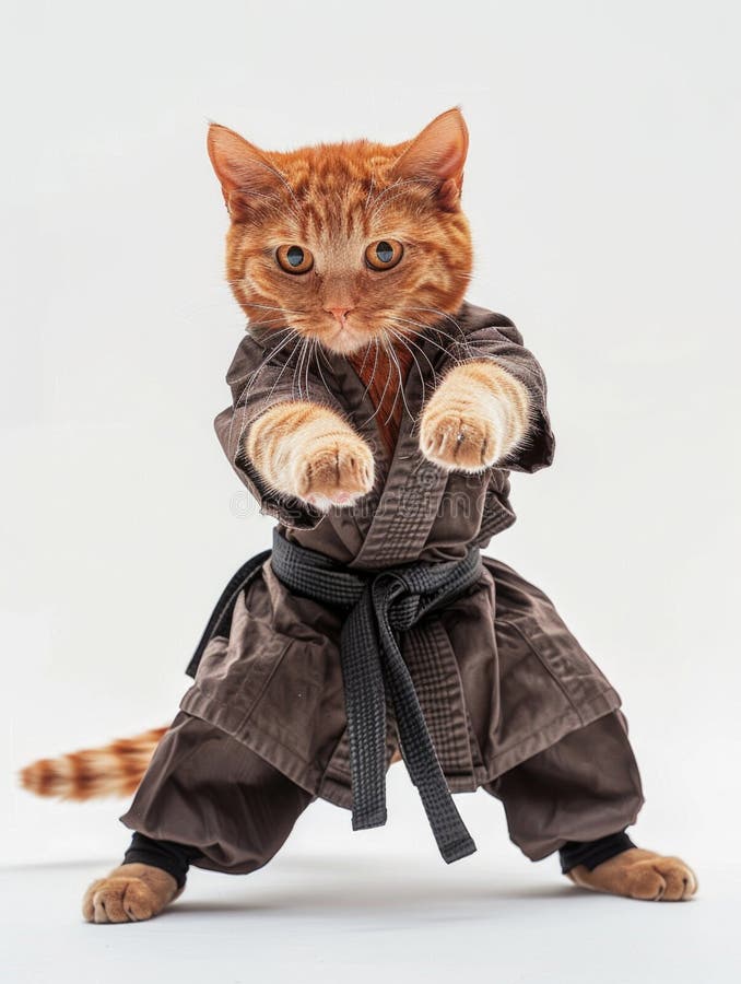 Cat in a Karate Uniform is Posing for a Picture Stock Image - Image of ...
