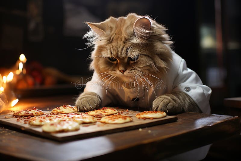 Cat in the Kitchen in Chef S Clothes Prepares Delicious Pastries, AI ...
