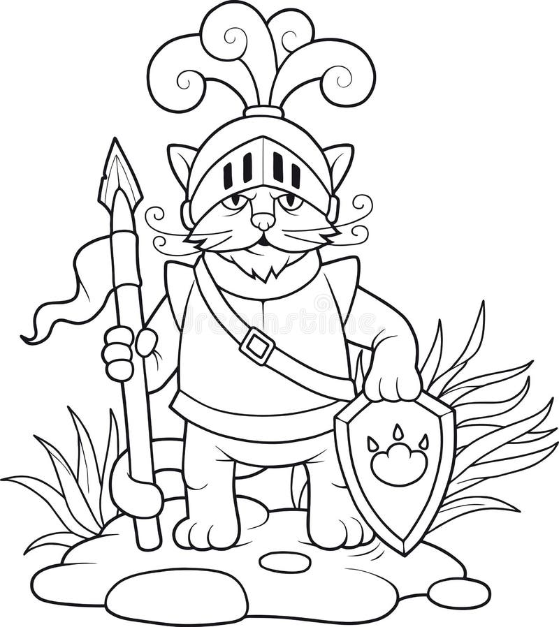 Cat knight stock vector. Illustration of tale, animal - 61599709