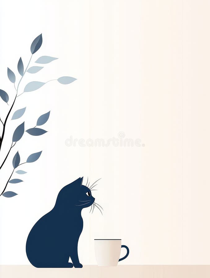 Cat Knocking a Cup Off the Table. Stock Illustration - Illustration of ...