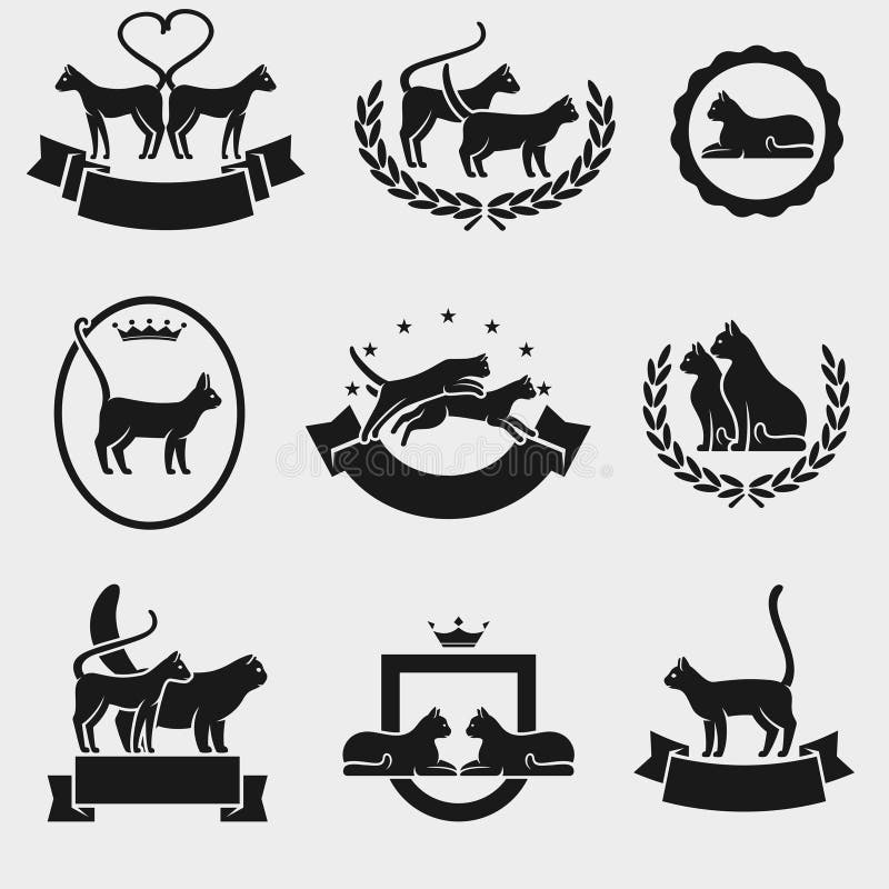 Cat Labels and Icons Set. Collection Icon Cat Stock Vector ...