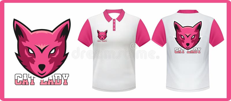 Cat Lady Logo with Jersey Mock Up Stock Vector - Illustration of sketch ...