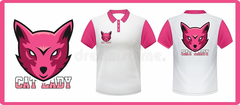 Cat Lady Logo with Jersey Mock Up Stock Vector - Illustration of sketch ...