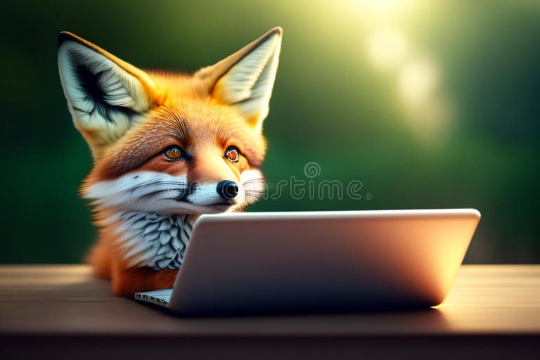 Red Fox on Laptop Red Fox with Laptop Cat with Laptop Stock ...