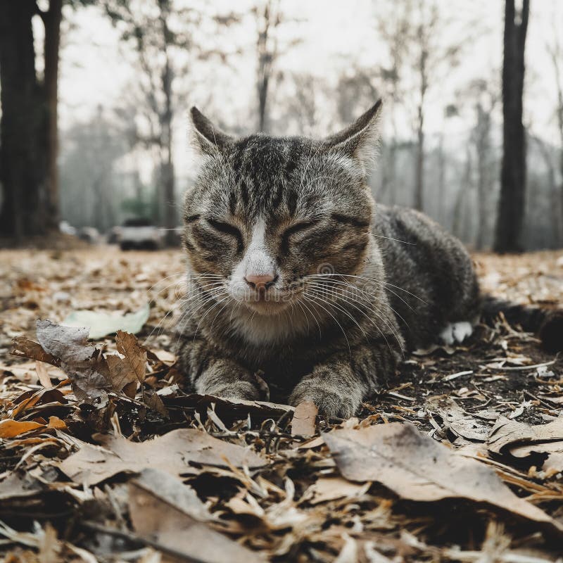 Cat Laying Dawn and Looking at Camera Stock Photo - Image of brown ...