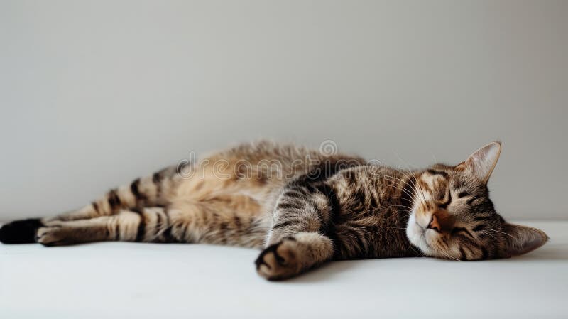Cat is Laying on a White Surface, Looking at the Camera Stock Image ...